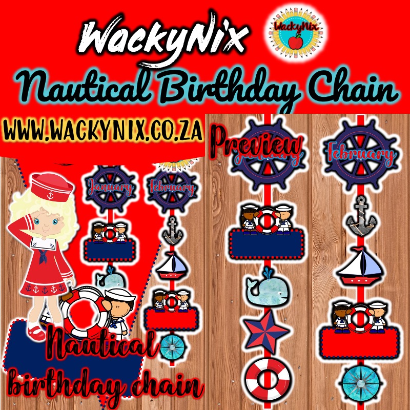 Nautical Birthday Chain B13 - WackyNix