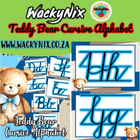 Teddy Bear Cursive Alphabet C61 - WackyNix